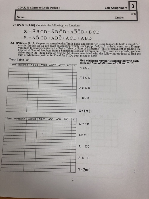 Solved CDA3201 x Intro to Logic Design Lab Assignment 7100 | Chegg.com