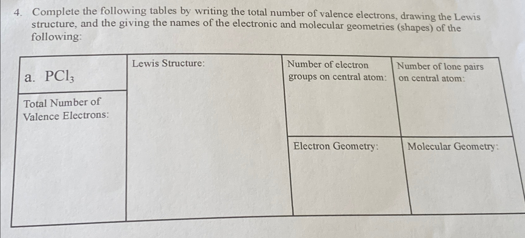 Solved Complete the following tables by writing the total | Chegg.com