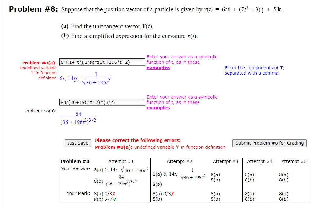 Solved Problem #8: Suppose that the position vector of a | Chegg.com