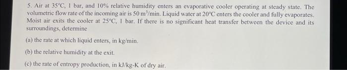 Solved 5. Air at 35∘C,1 bar, and 10% relative humidity | Chegg.com