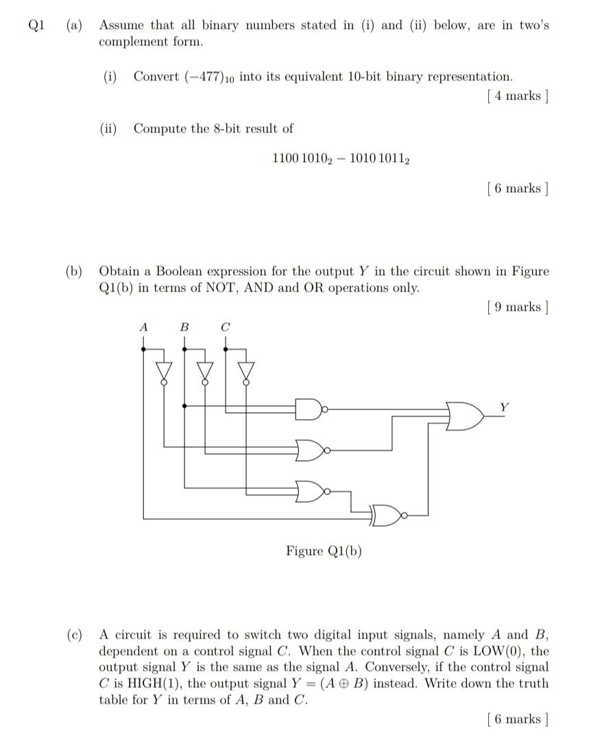 Solved Q1 (a) Assume that all binary numbers stated in (i) | Chegg.com