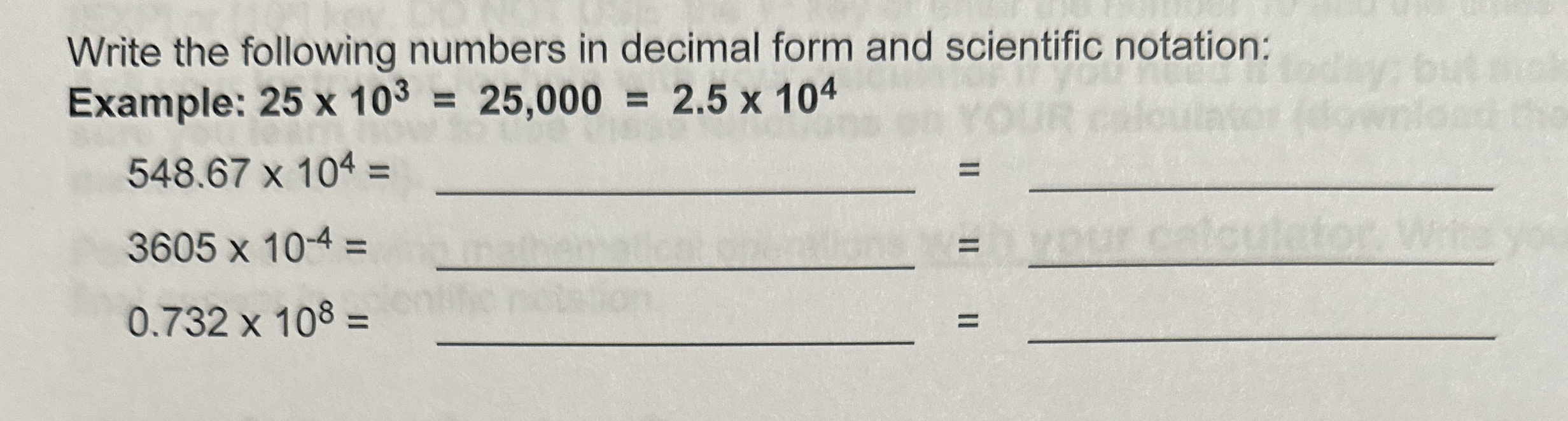 Solved Write the following numbers in decimal form and | Chegg.com