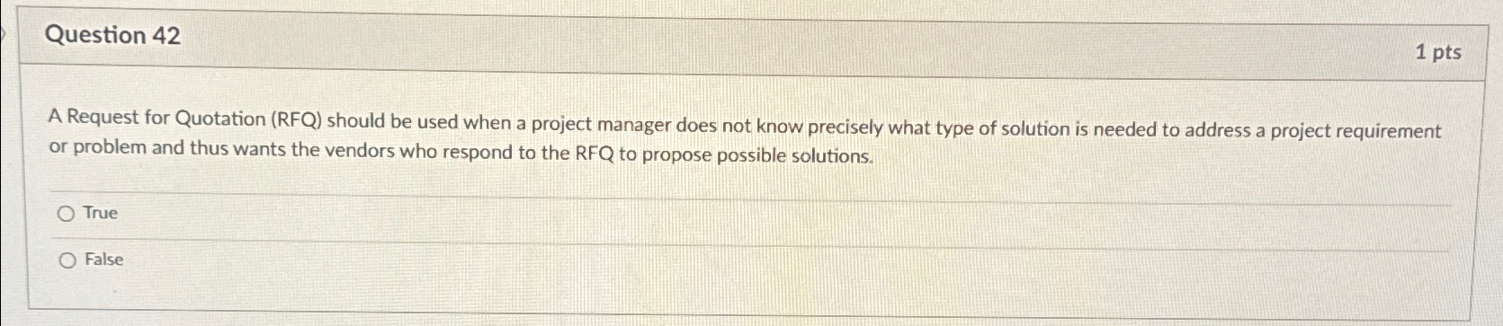 Solved Question 421ptsA Request for Quotation (RFQ) ﻿should | Chegg.com