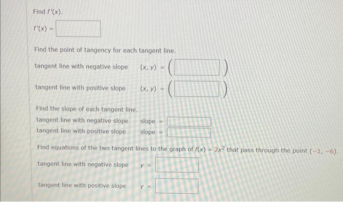 Solved Consider the two tangent lines to the graph of | Chegg.com