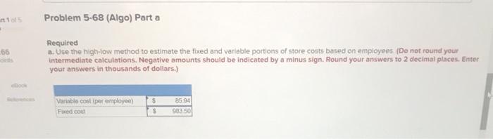 Solved Required information Problem 5-68 (Algo) Cost | Chegg.com