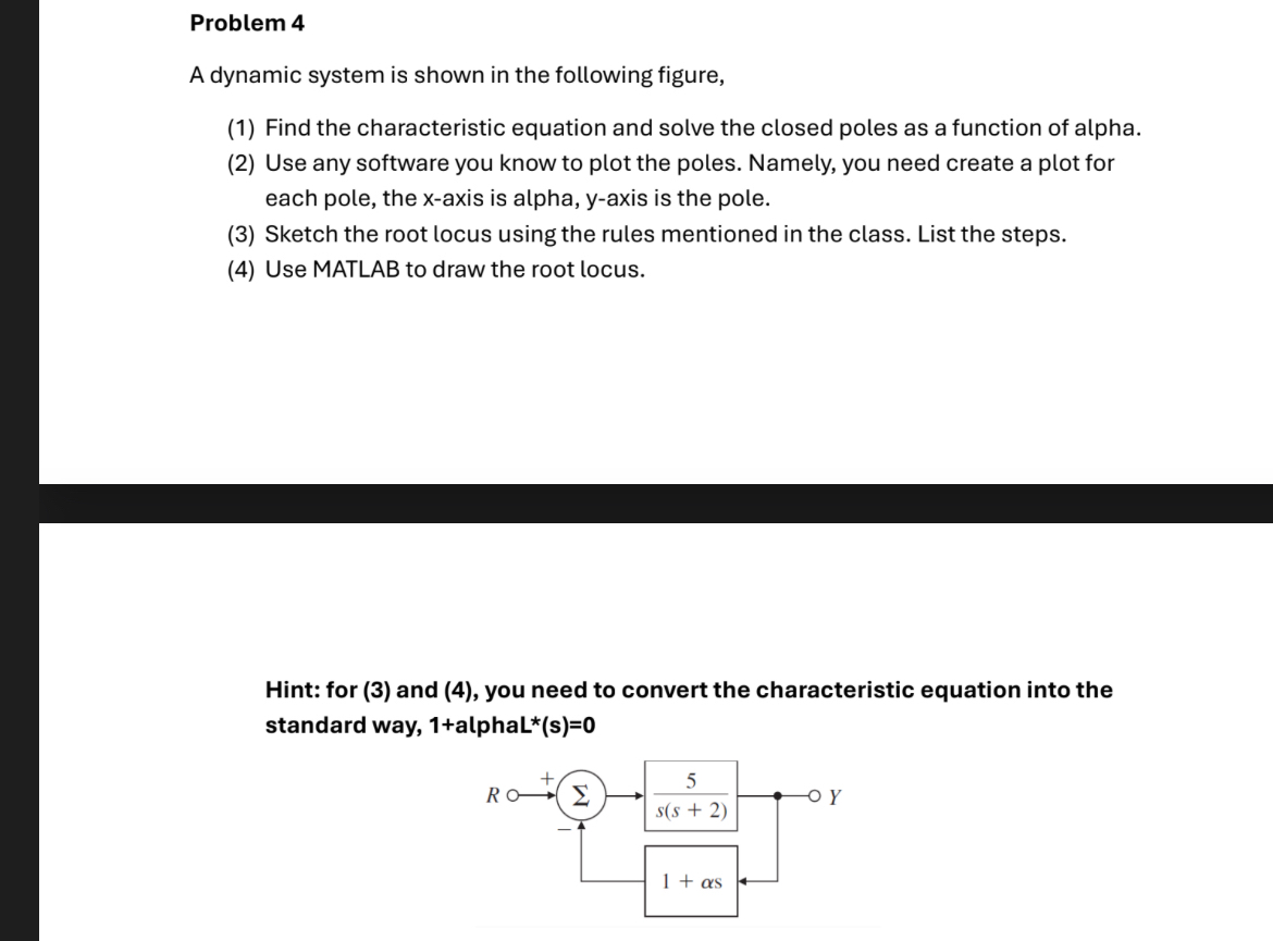 Solved Problem 4A dynamic system is shown in the following | Chegg.com