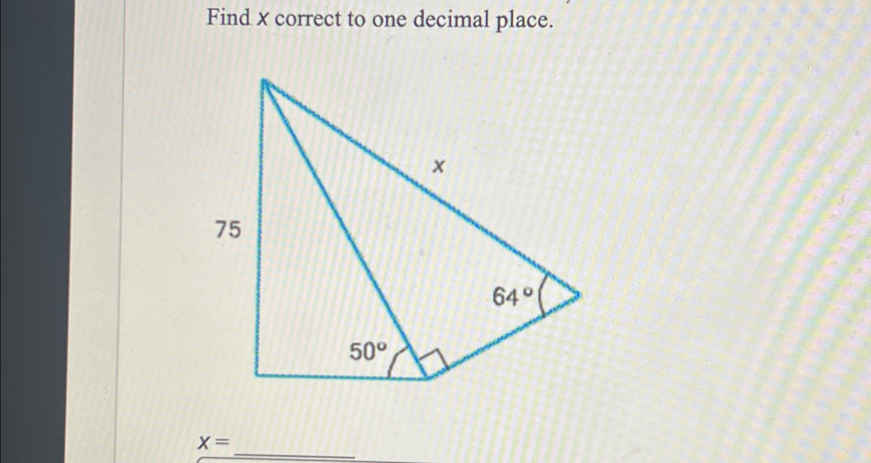 Find x ﻿correct to one decimal place.x= | Chegg.com