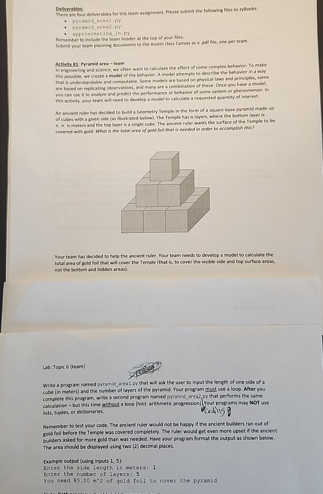 Solved Lab: Topic 6 (team)Write a program named | Chegg.com