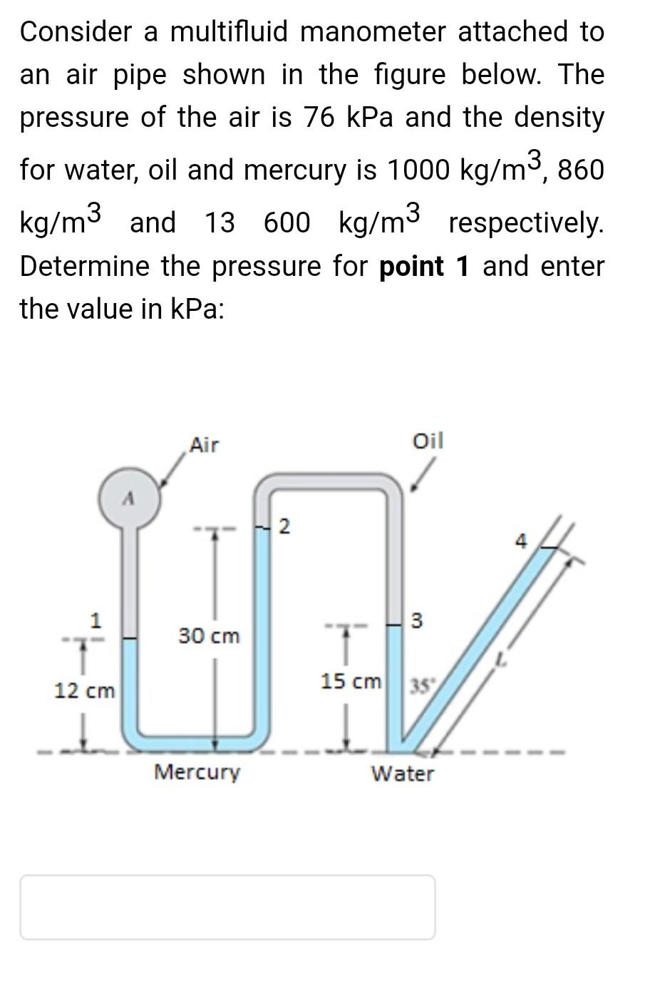 Solved Consider a multifluid manometer attached to an air | Chegg.com