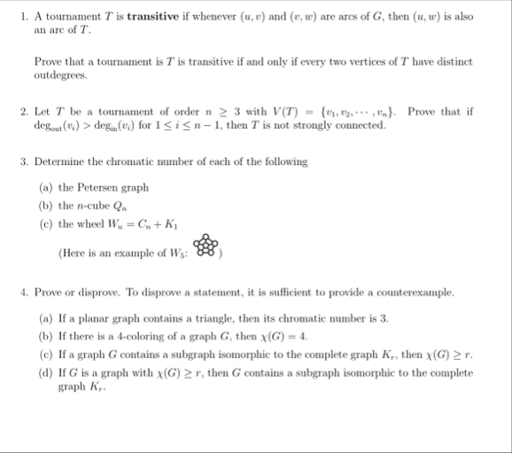 A tournament T ﻿is transitive if whenever (u,v) ﻿and | Chegg.com