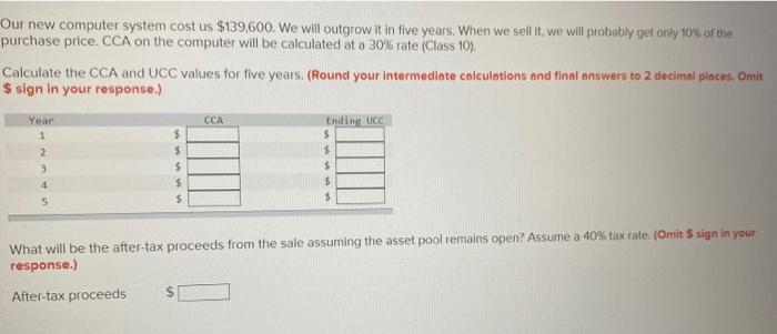 Solved Dur new computer system cost us $139,600. We will | Chegg.com