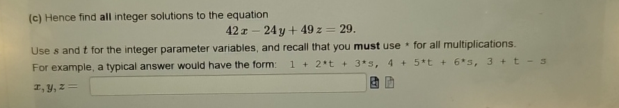 Solved (c) ﻿Hence find all integer solutions to the | Chegg.com