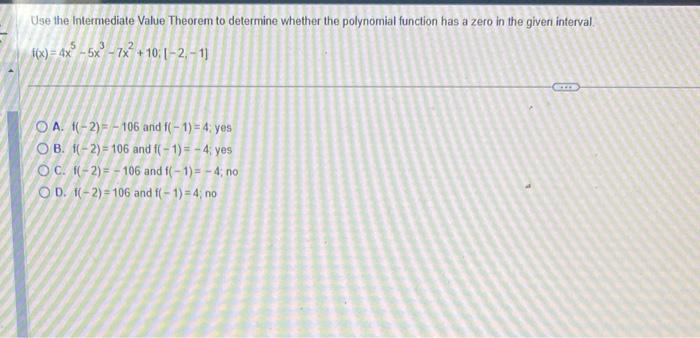 Solved Use the Intermediate Value Theorem to determine | Chegg.com