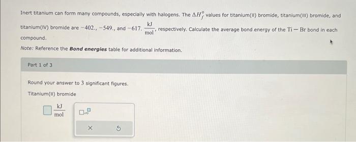 Solved Inert titanium can form many compounds, especially | Chegg.com
