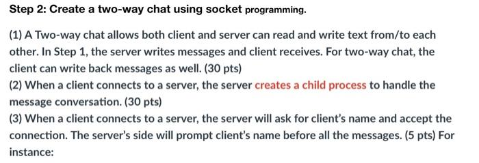 Purpose: Understand the one-way chat program and fix | Chegg.com