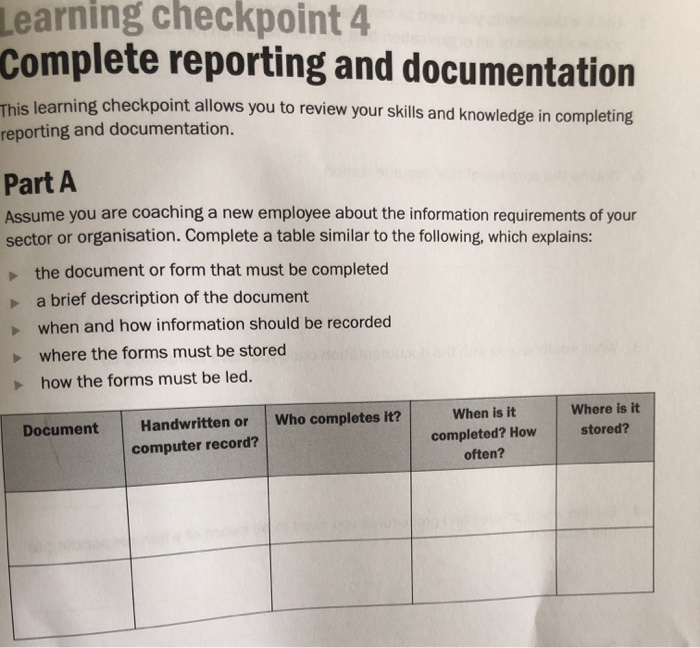 Solved Learning checkpoint 4 Complete reporting and | Chegg.com
