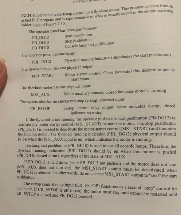 Solved P2-24. Implement the start/stop control for a | Chegg.com