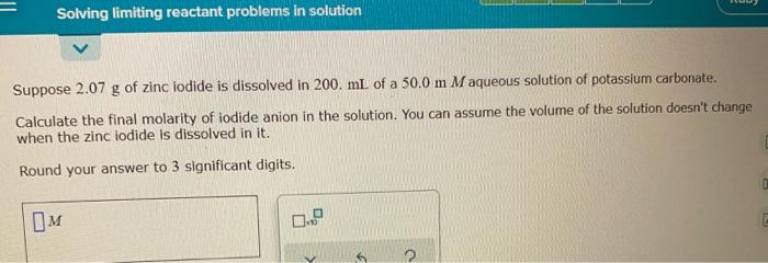 Solved Solving limiting reactant problems in solution | Chegg.com