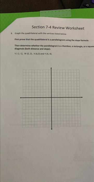 Solved 8. Graph the quadrilateral with the vertices listed | Chegg.com