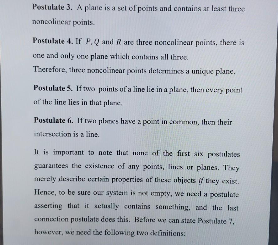 Solved Postulate 1. Every line is a set of points and | Chegg.com
