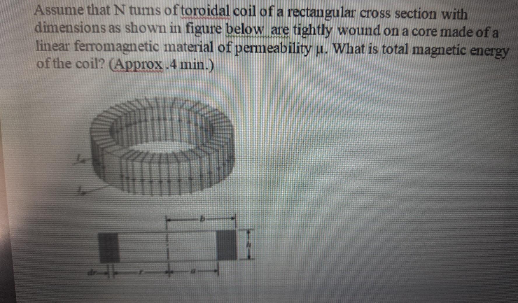Solved Assume that N turns of toroidal coil of a rectangular | Chegg.com