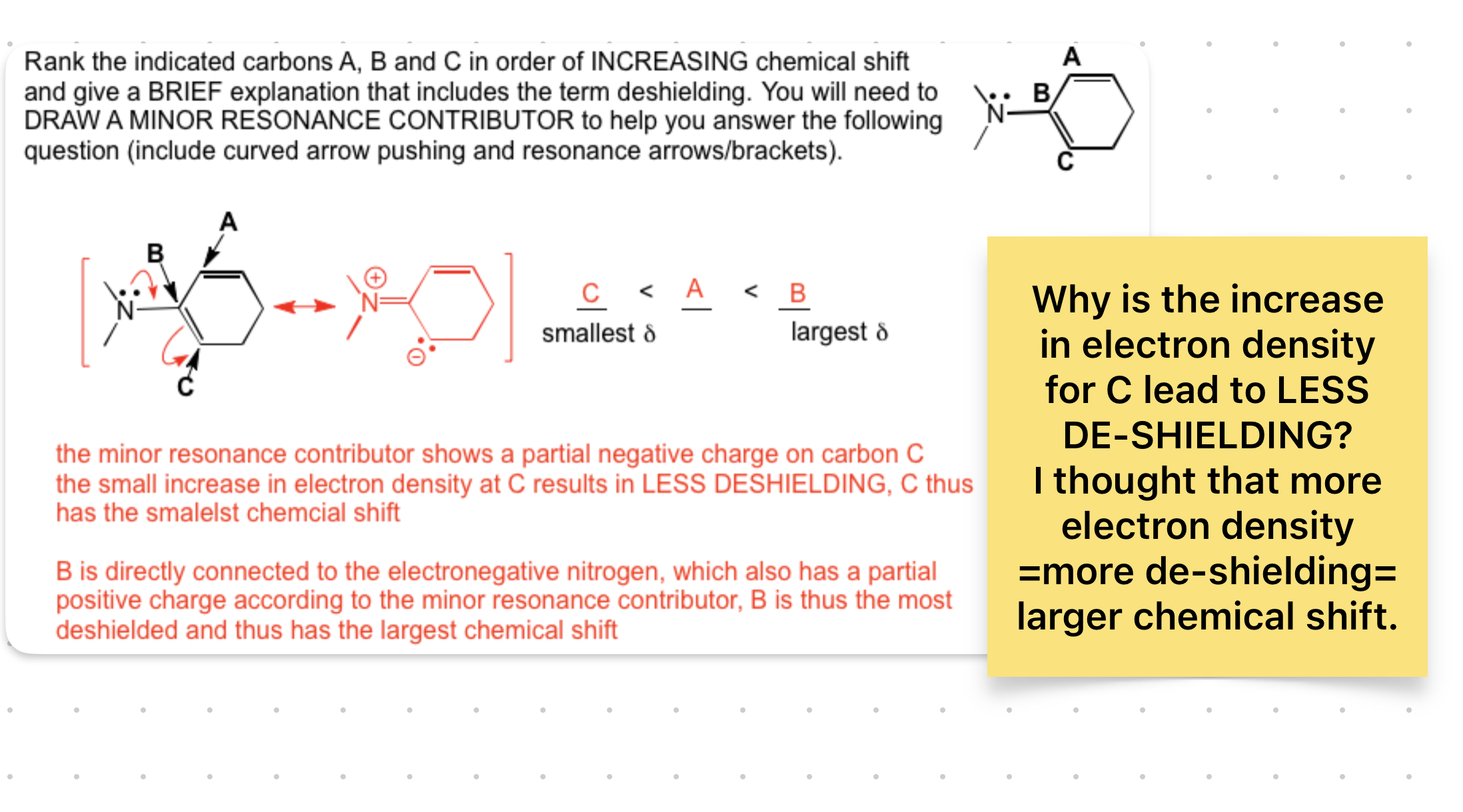 Solved the minor resonance contributor shows a partial | Chegg.com