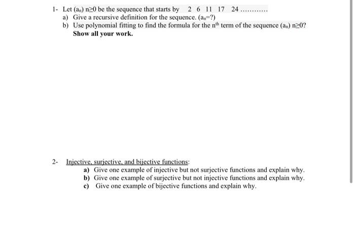 Solved a) Give a recursive definition for the sequence. (aa= | Chegg.com
