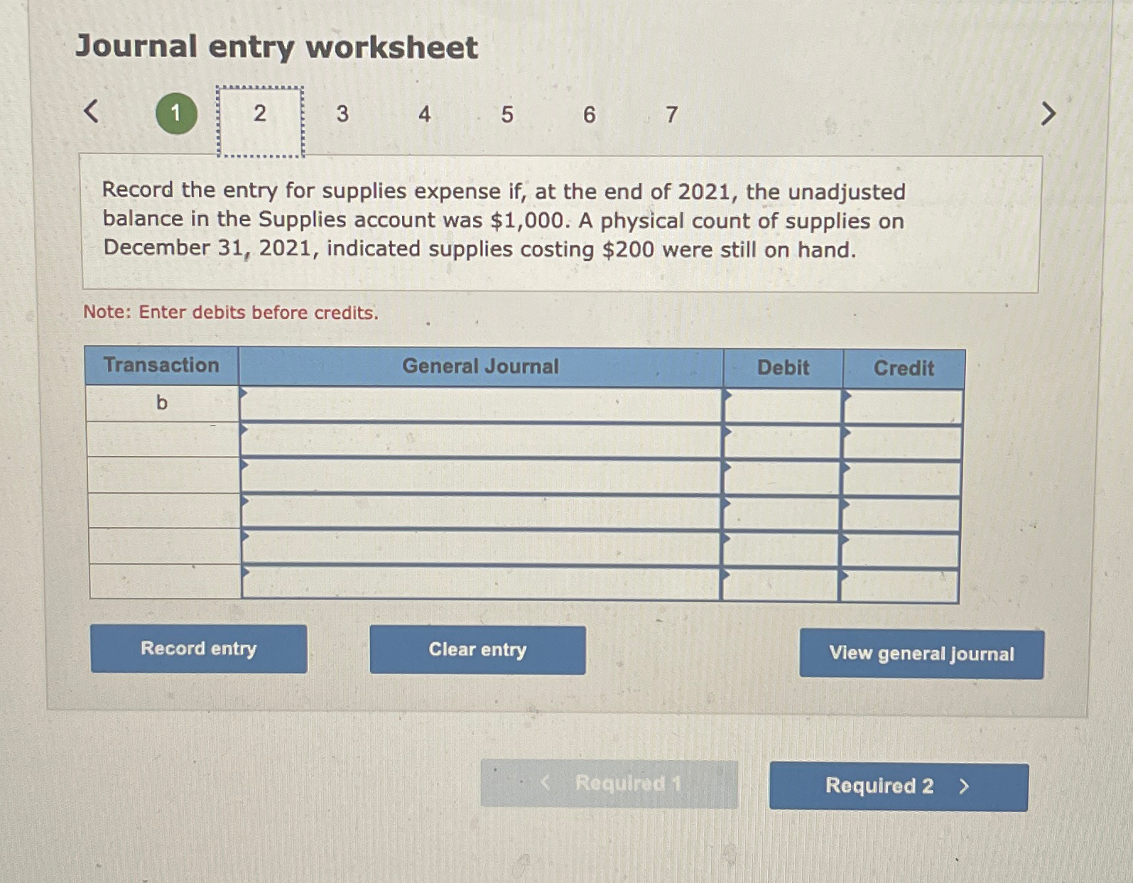 Solved Journal entry worksheet1234567Record the entry for | Chegg.com