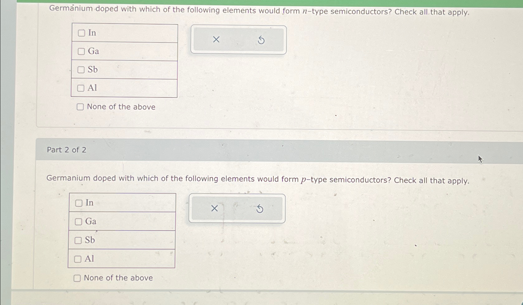 Solved Germanium doped with which of the following elements | Chegg.com