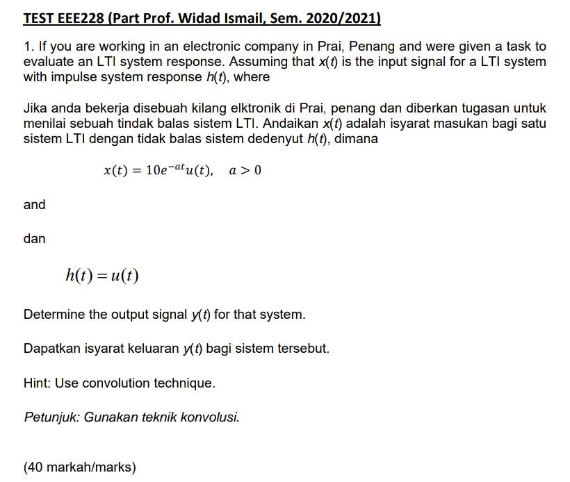 Solved TEST EEE228 (Part Prof. Widad Ismail, Sem. 2020/2021) | Chegg.com