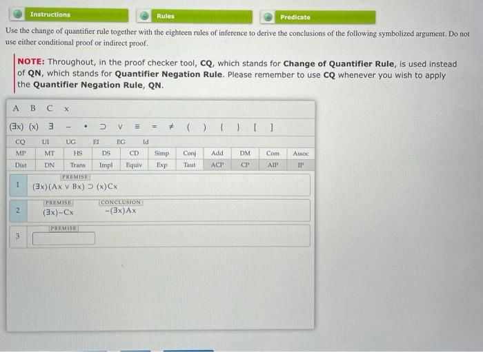 Solved Rules Instructions Predicate Use the change of | Chegg.com