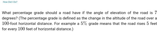 Solved How Did I Do? What percentage grade should a road | Chegg.com