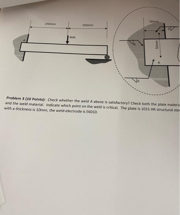 Solved Problem 3 (10 Points): Check whether the weld A above | Chegg.com