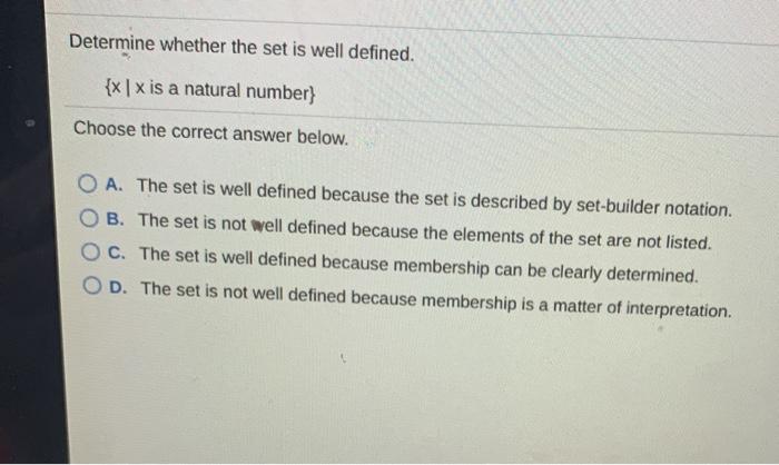 Solved Determine whether the set is well defined. {x | x is | Chegg.com
