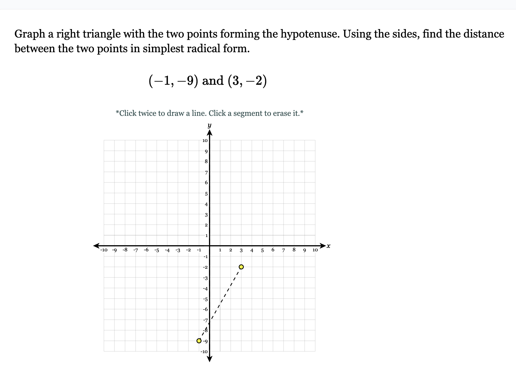 Solved Graph A Right Triangle With The Two Points Forming