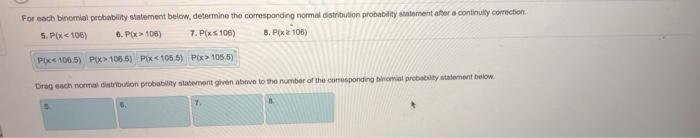 Solved For each binomial probability statement below, | Chegg.com