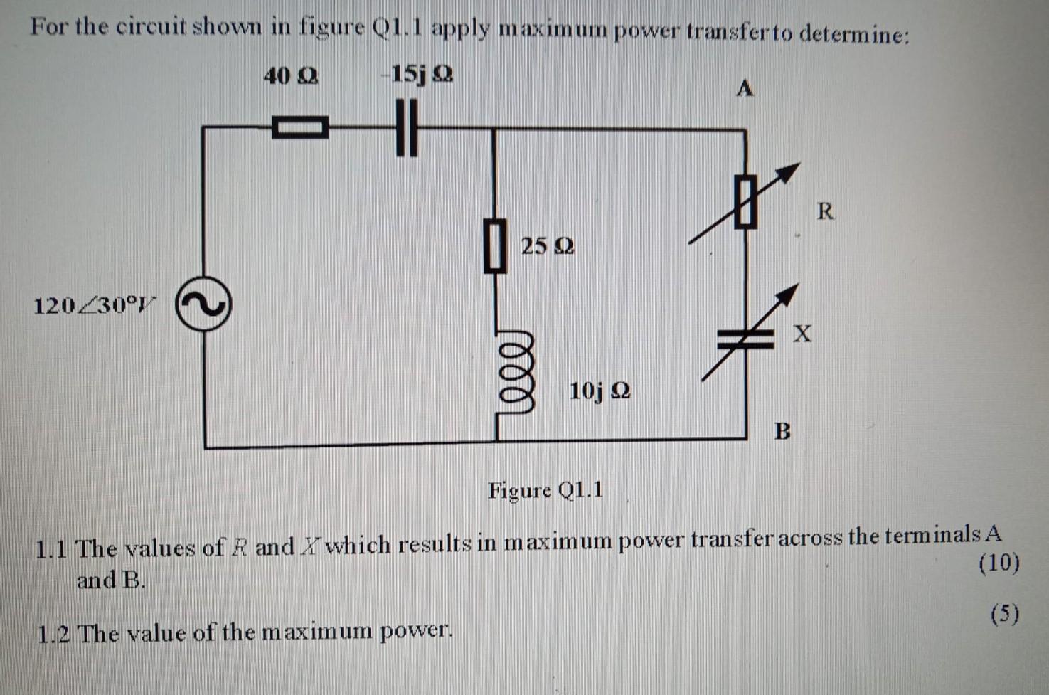 Solved Question 1 For the circuit shown in figure Q1.1 apply | Chegg.com