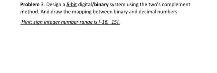 Solved Problem 3. Design a 5-bit digital/binary system using | Chegg.com