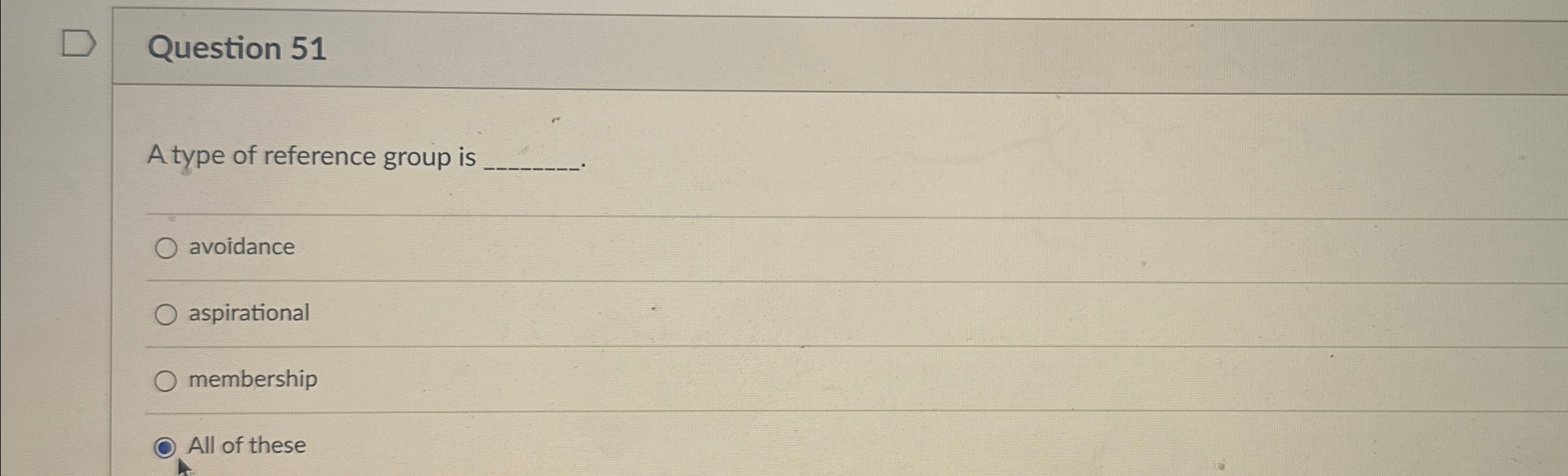 Solved Question 51A type of reference group | Chegg.com