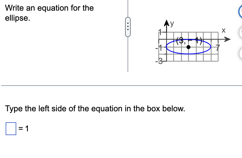 Solved Write an equation for theellipse.Type the left side | Chegg.com