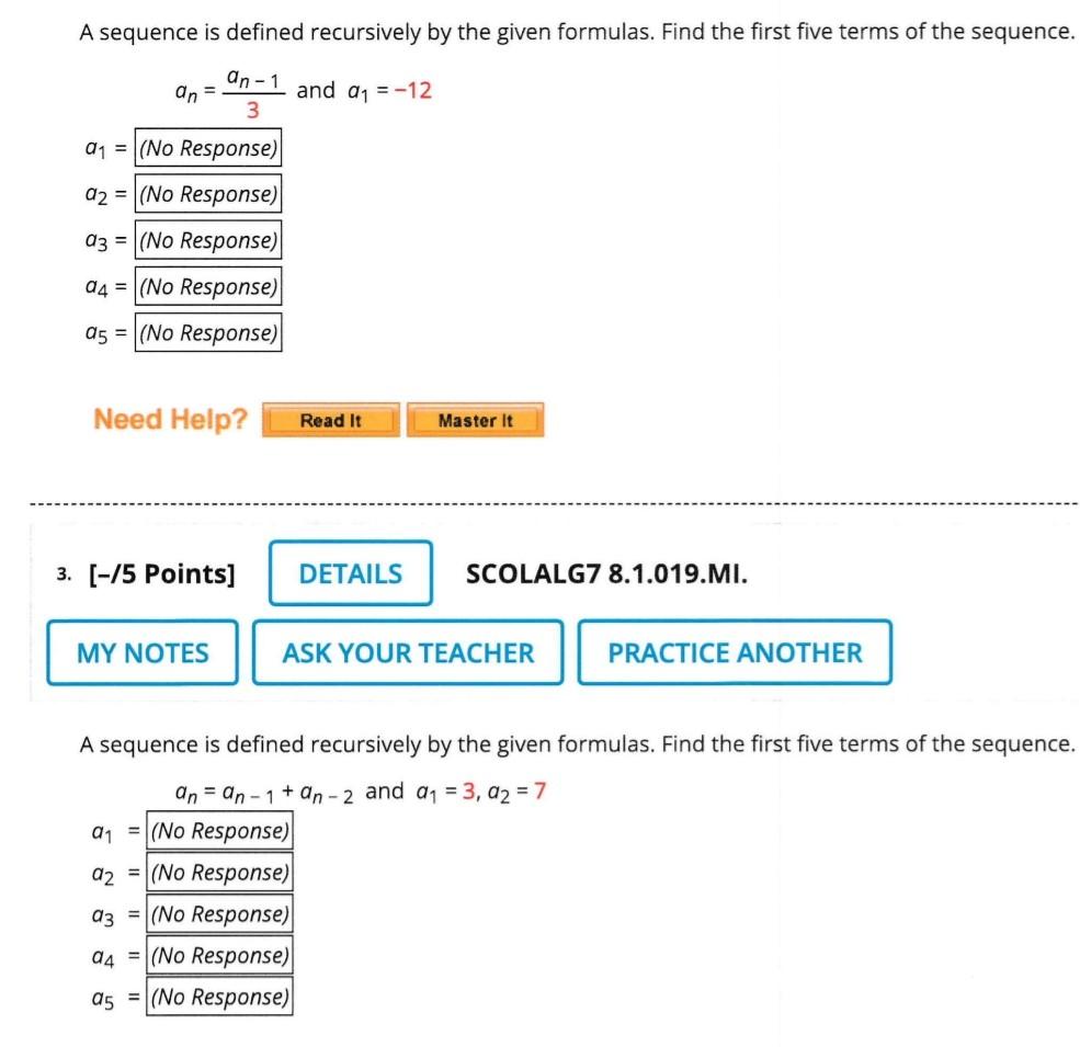 Solved A sequence is defined recursively by the given | Chegg.com
