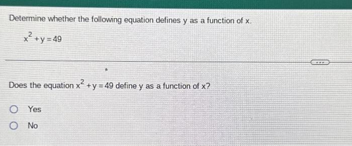 Solved Determine whether the following equation defines y as | Chegg.com