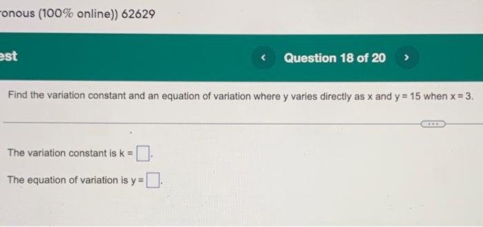 Solved Find the variation constant and an equation of | Chegg.com