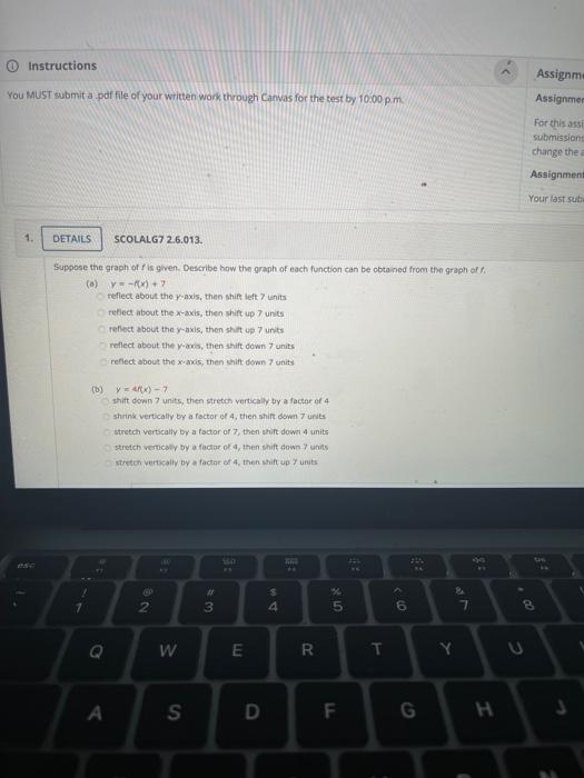Solved You MuST submit a pof file of your witten work | Chegg.com