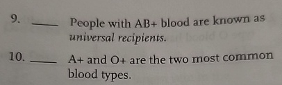 Solved q, ﻿People with AB+ ﻿blood are known as universal | Chegg.com