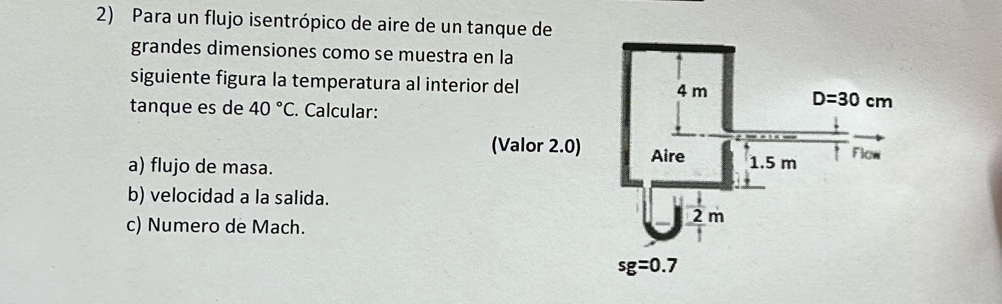 Para un flujo isentrópico de aire de un tanque de | Chegg.com