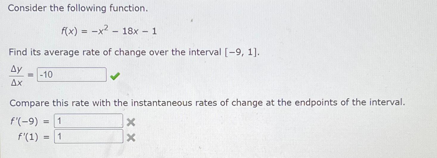 Solved Consider the following function.f(x)=-x2-18x-1Find | Chegg.com