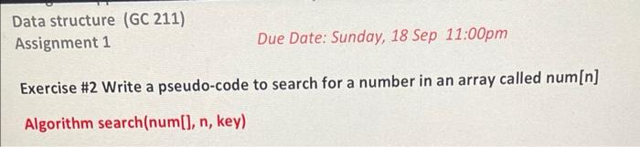 Solved Data structure (GC 211) Assignment 1 Due Date: | Chegg.com