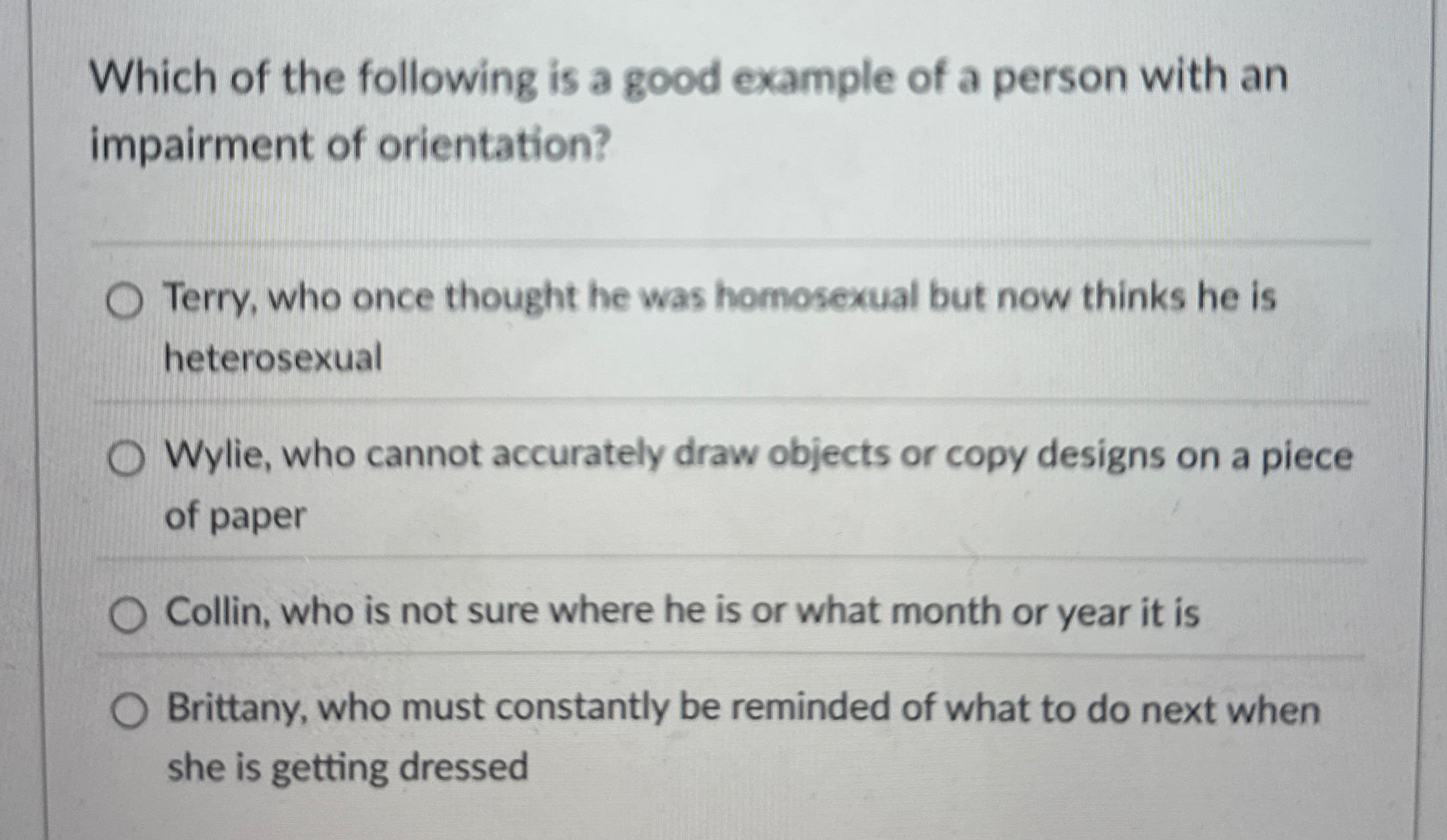 [Solved]: Which of the following is a good example of a pers