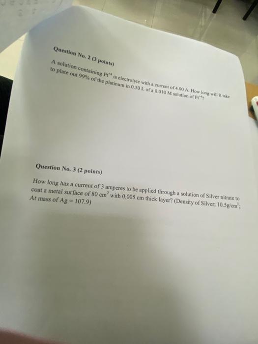Solved Question No. 2 (3 polnts) A solution containing Pr44 | Chegg.com